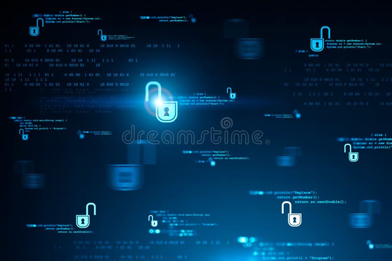 Dark Blue Cyber Security Interface Stock Illustration - Illustration of ...