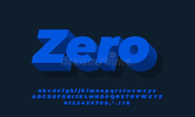 Dark Blue 3d Text Effect or Font Effect Design Stock Vector ...