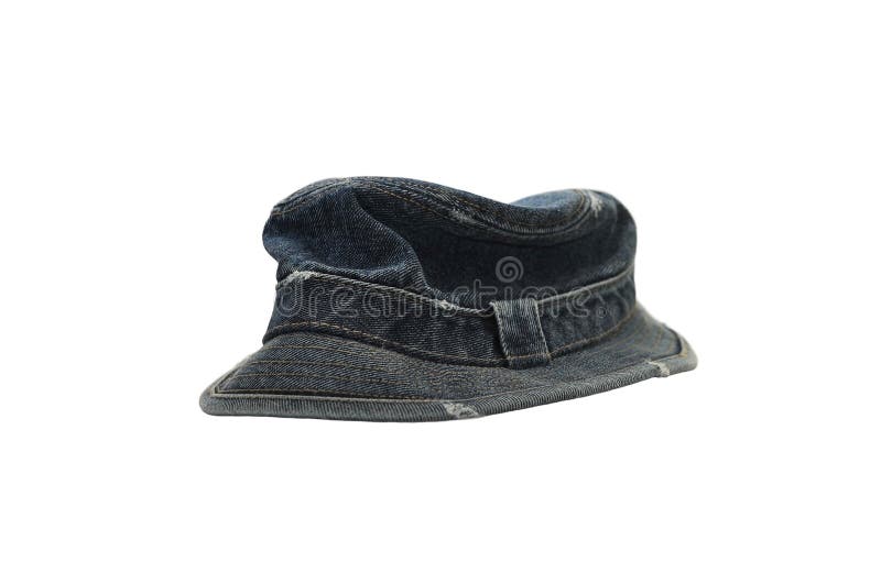 Dark Blue Denim Hat Isolated on White Stock Photo - Image of protection ...