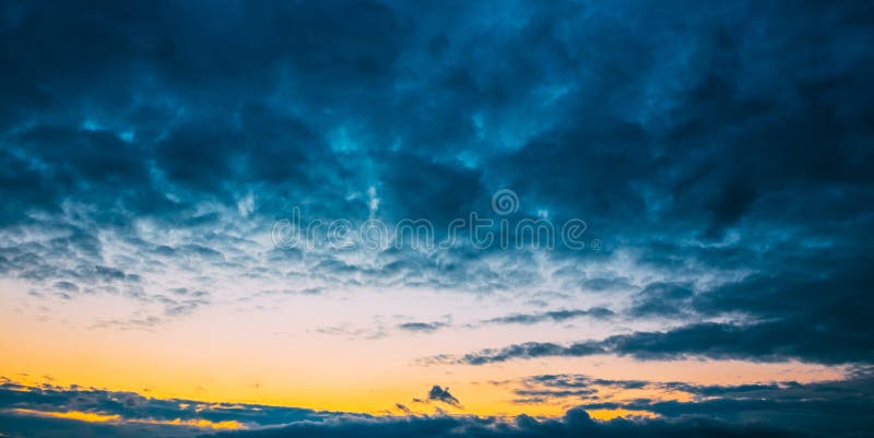 Dark Blue Dramatic Sky at Sunset Sunrise Background Stock Image - Image ...