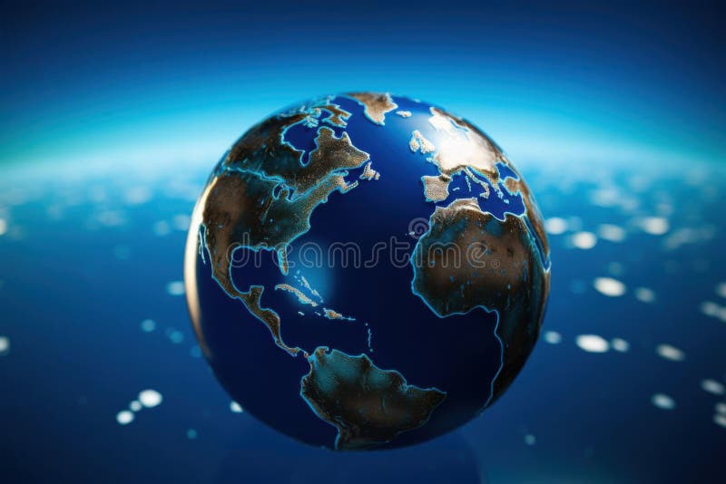 Dark Blue Earth Globe with Space, Planet, and 3D Render Stock ...