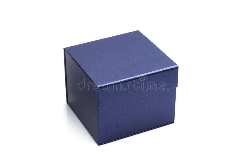 Dark Blue Elegant Carton Box Isolated on White Background. Blank Single ...
