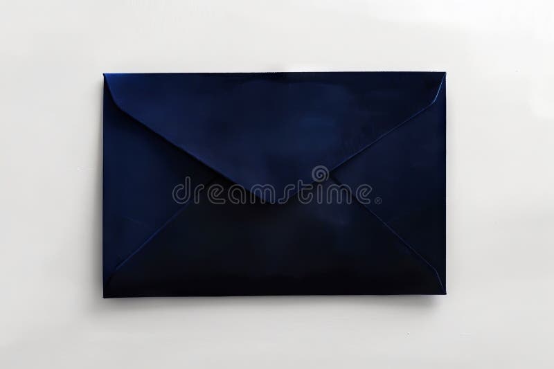 A Dark Blue Envelope on a White Surface Stock Image - Image of white ...