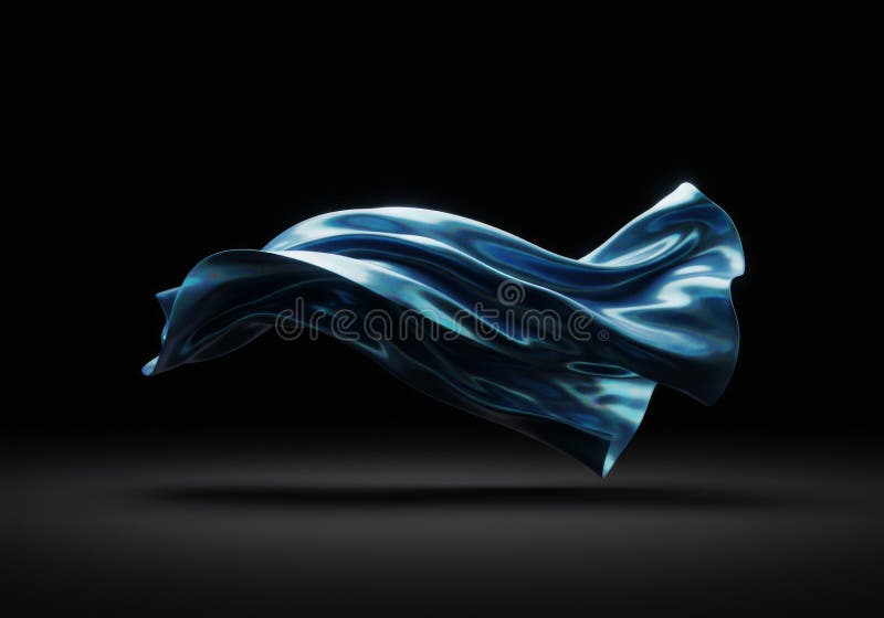Dark Blue Fabric Drape on Black Background Stock Illustration ...
