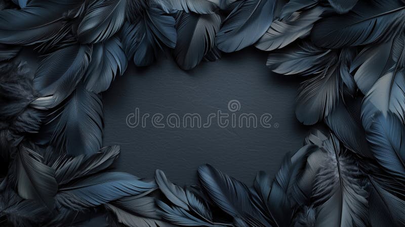 Dark Blue Feather Frame with Textured Background for Elegant Designs ...
