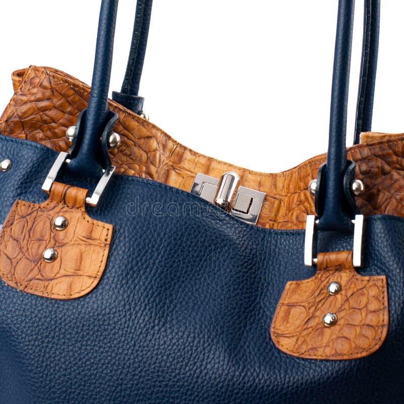 Dark Blue Female Handbag Isolated on White Background. Stock Image ...