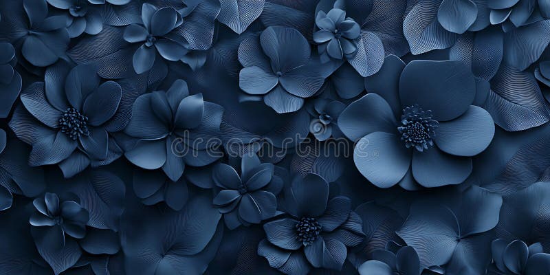 Dark Blue Floral Background Seamless Texture Pattern Stock Illustration ...