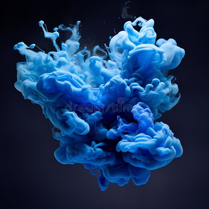 Dark Blue Fluid in Motion Underwater with Black Background Stock Photo ...