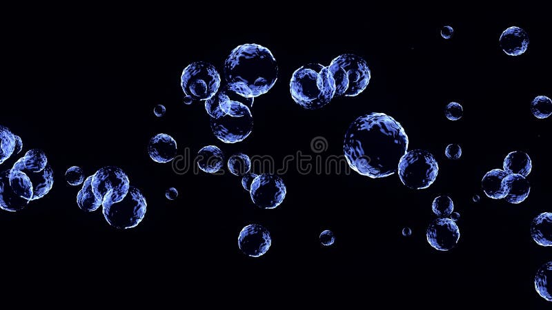 Dark Blue Flying Bubbles Background. Motion Footage Composition with ...