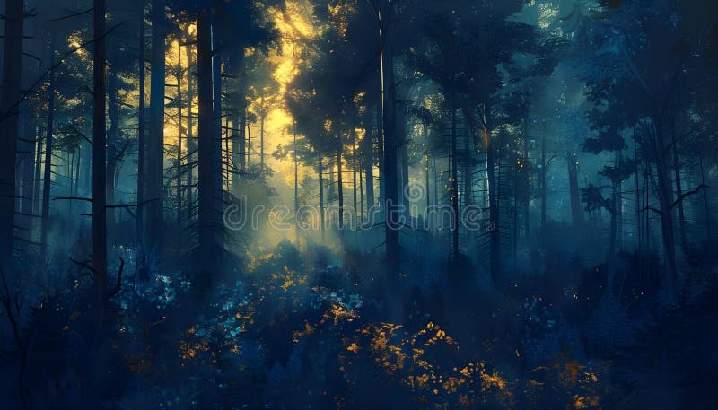 Dark blue forest stock illustration. Illustration of dark - 311601134
