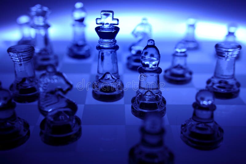 Chess set in blue stock photo. Image of game, hierarchy - 10992238