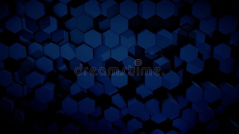 Dark Blue Glossy Moving Hexagons with Rounded Edges, Seamless Loop. Animation. Randomly ...