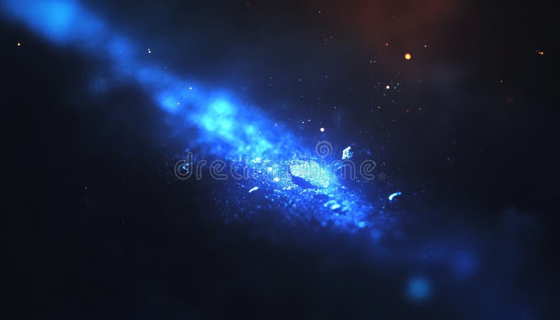 Dark Blue, Glow and Sparkle Elements on Black Abstract Background or ...