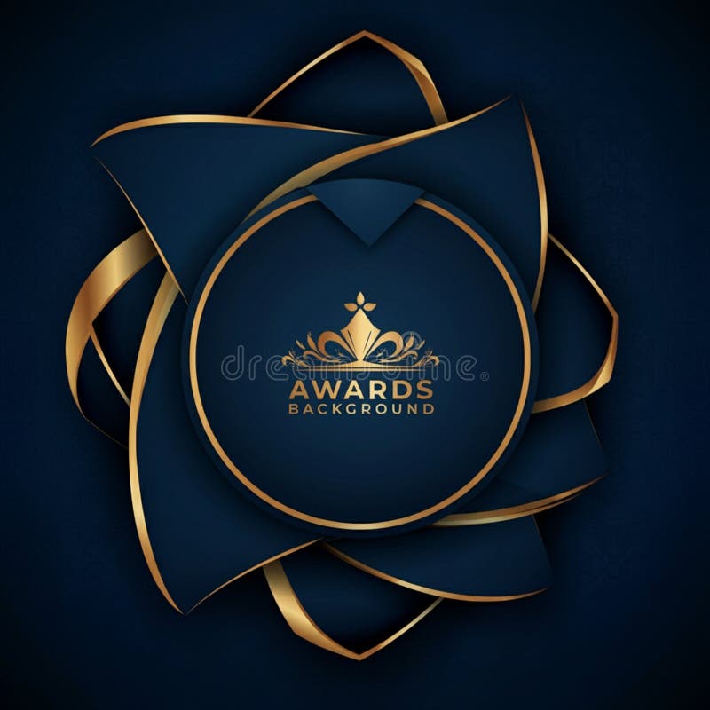 Dark Blue and Gold Design Featuring a Circular Emblem with Floral ...