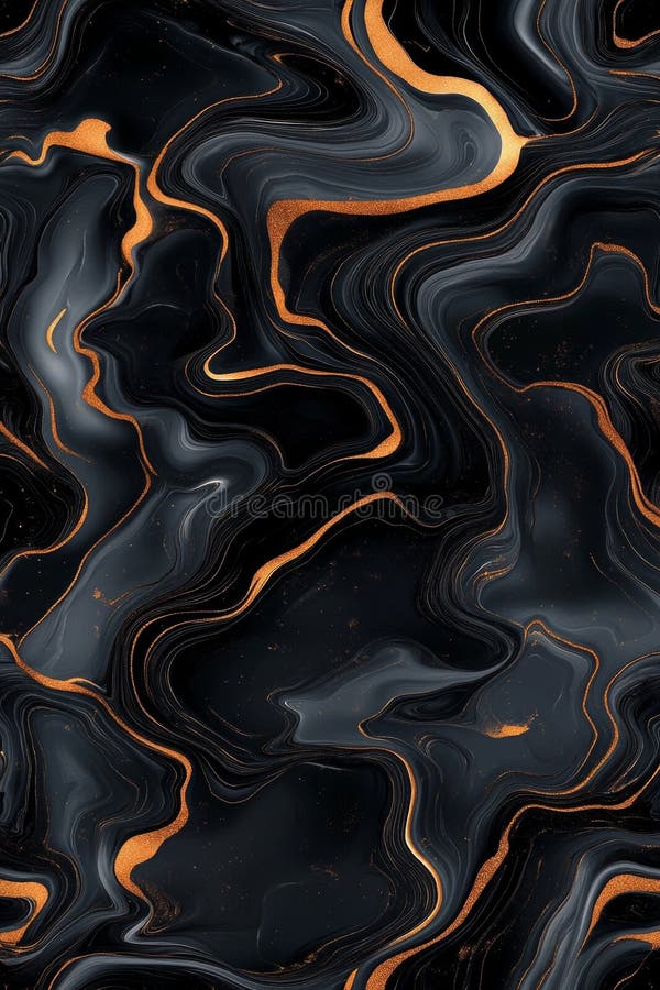 A Dark Blue and Gold Metallic Design Featuring Abstract Swirling ...