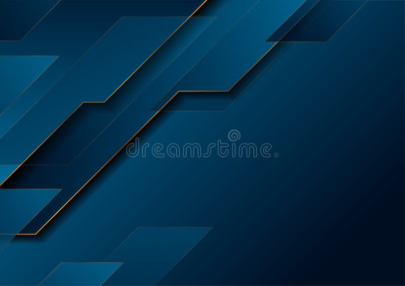 Dark Blue and Golden Abstract Tech Geometric Background Stock Vector ...