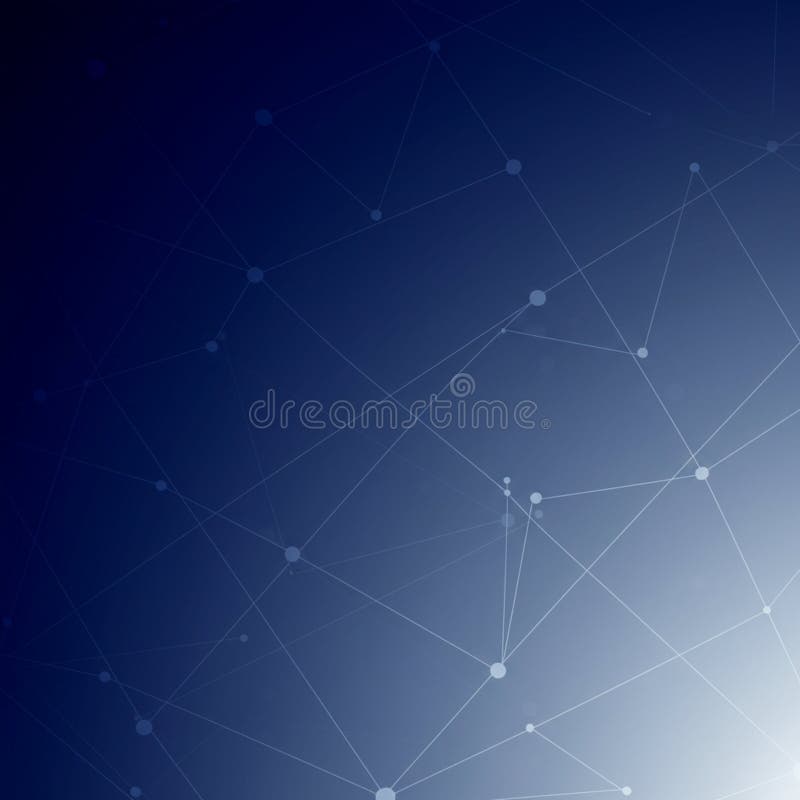 Dark Blue Gradient Background Featuring a Network of Thin, Intersecting Lines and Small Stock ...