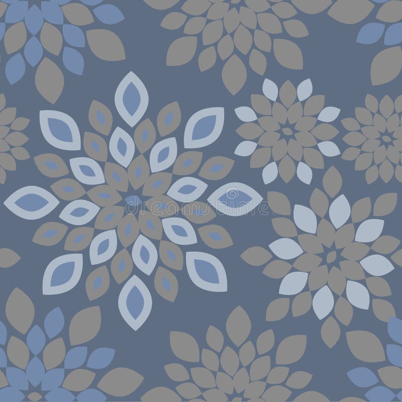 Dark Blue and Gray Floral Repeat Pattern Background Stock Vector ...