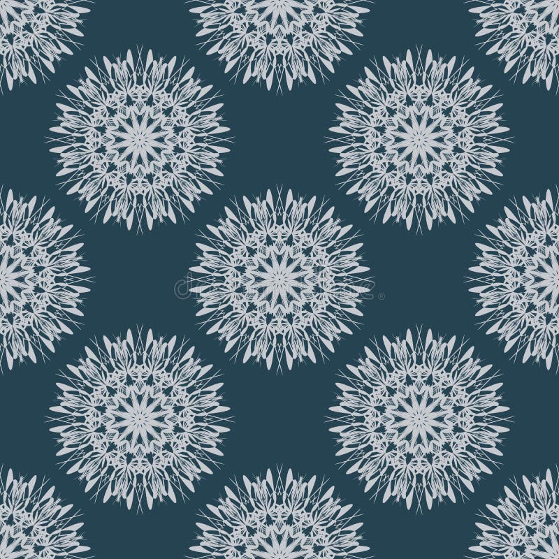 Dark Blue and Gray Seamless Floral Pattern. Vector Stock Vector ...