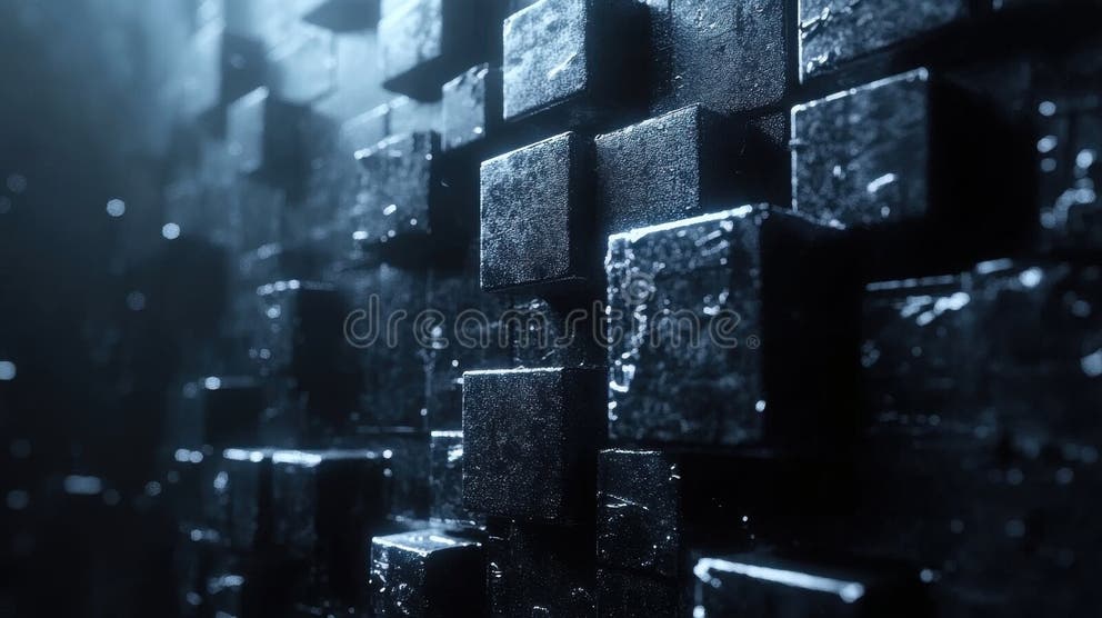 Dark Blue and Gray Textured Cubes Abstract Background Stock ...