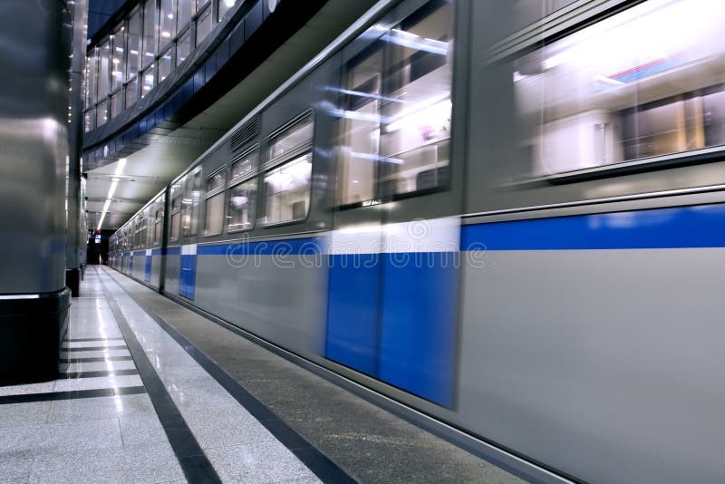 Dark Blue Hall in Metro Station Stock Photo - Image of blue, platform ...