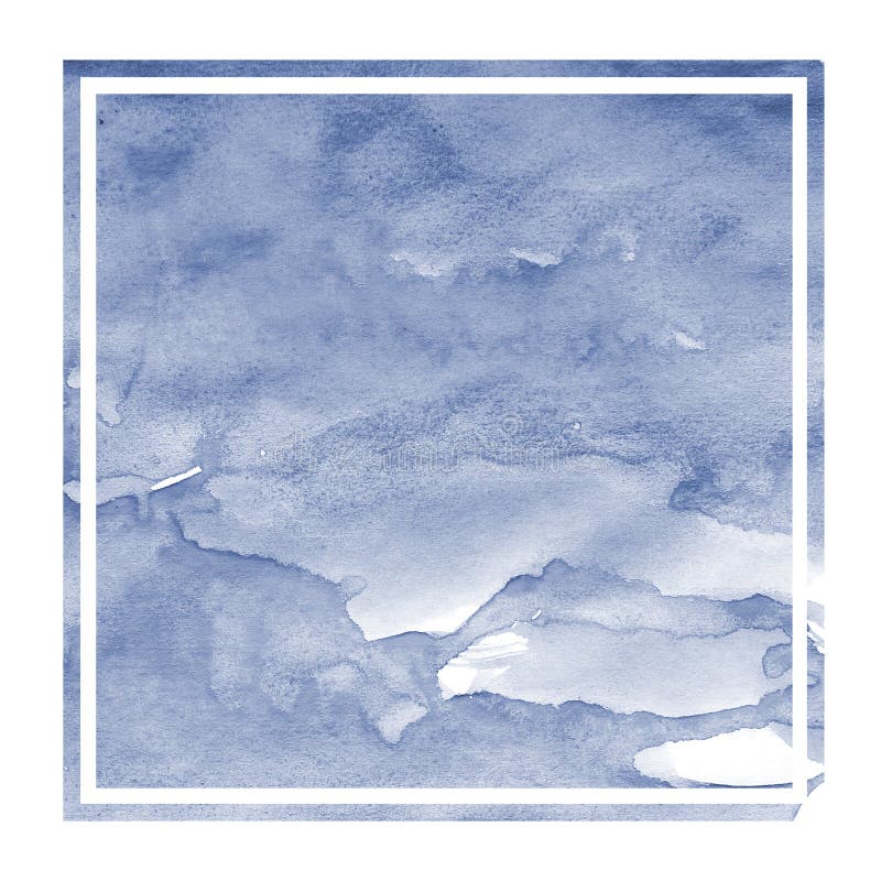 Dark Blue Hand Drawn Watercolor Rectangular Frame Background Texture ...