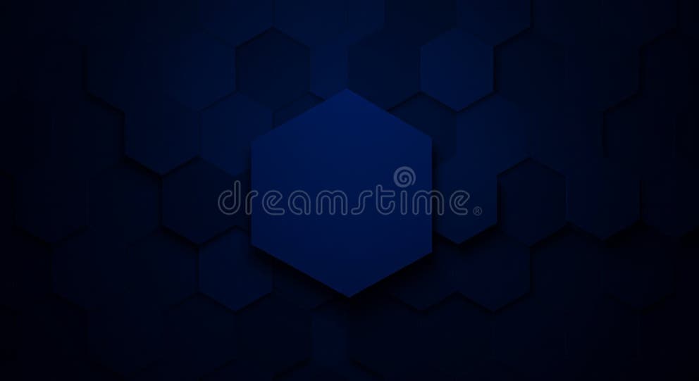 Dark Blue Hexagonal Pattern Featuring a Prominent Central Hexagon on a ...
