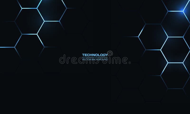 Dark Blue Hexagonal Technology Vector Abstract Background. Stock Vector - Illustration of ...