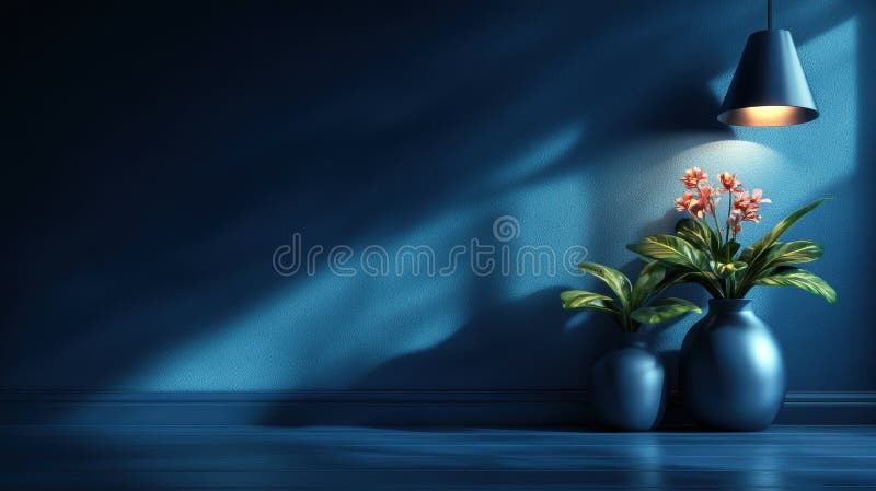 Dark Blue Home Interior Background, Modern Style Stock Photo - Image of ...