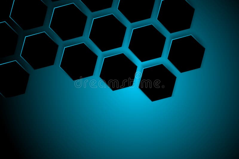 Dark Blue Horizontal Background with Honeycombs with Blue Glow. Modern ...