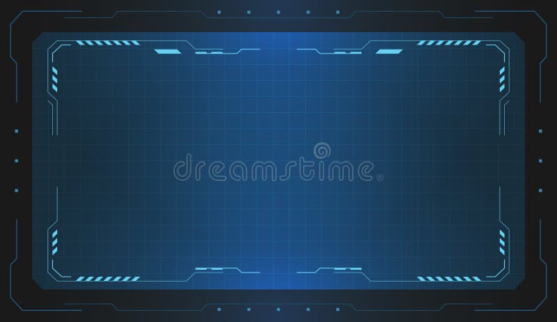 Dark Blue HUD Frames. Vector Technology Digital Control Panel Design ...