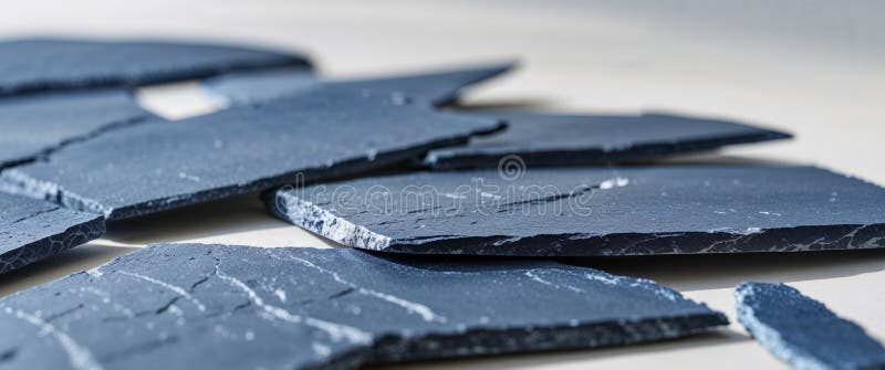 Dark Blue Irregular Slate Fragments Close Up Stock Image - Image of ...