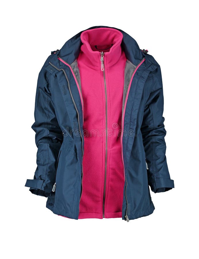 Dark Blue Jacket with Hot Pink Lining. Zipper Placket Stock Photo ...