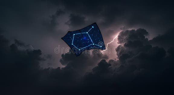 Constellation Kite in Stormy Sky with Lightning Stock Illustration ...
