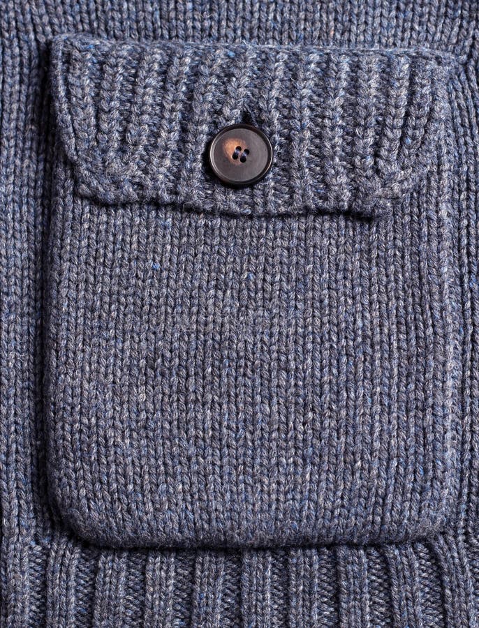 Dark Blue Knitting Woolen Pocket with Button Stock Image - Image of ...
