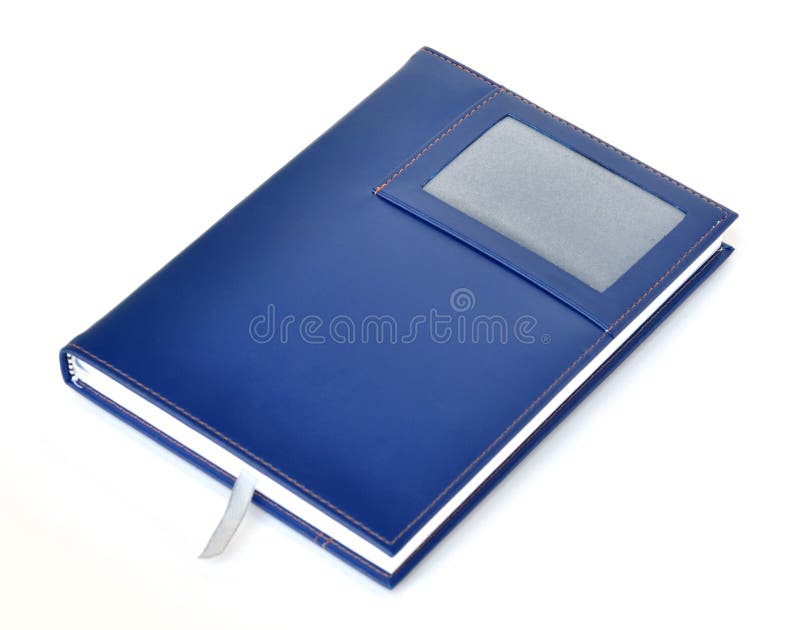 Dark blue leather notebook stock image. Image of paper - 25563009