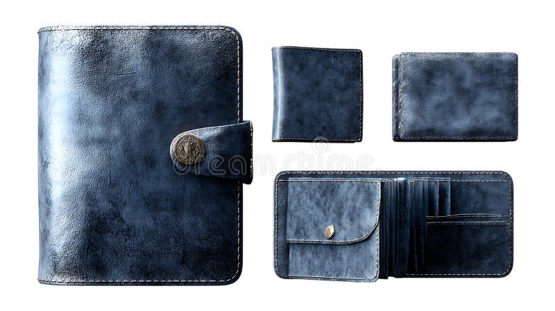 Dark Blue Leather Wallets on Transparent Background Stock Illustration ...