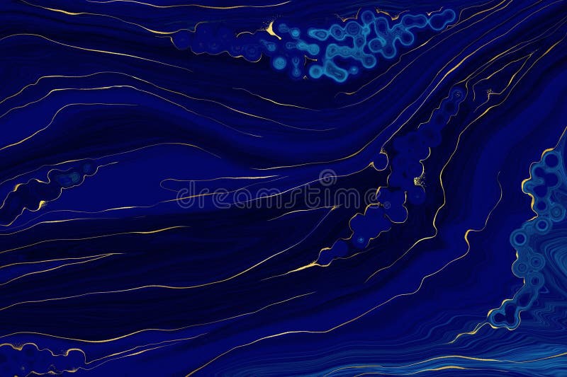Dark Blue Liquid Acrulic Ink with Sells Pattern Imitation Stock Photo ...
