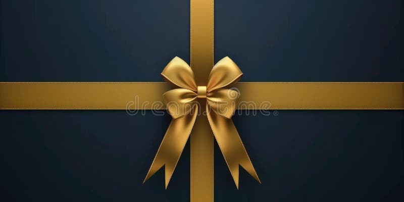 Dark Blue Luxury Gift Box with Gold Bow Top View Stock Illustration ...