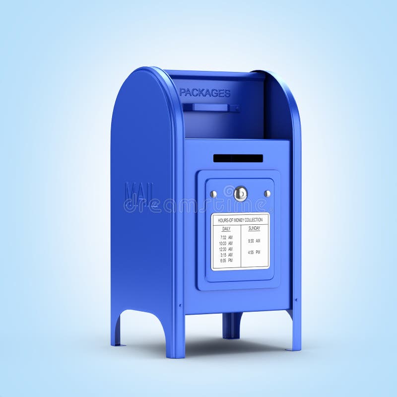 Dark Blue Mail Box on Blue Gradient Background 3d Stock Illustration ...