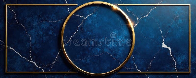 Dark Blue Marble, Gold Frame Elegant, Luxurious Circle Backdrop , Dark ...