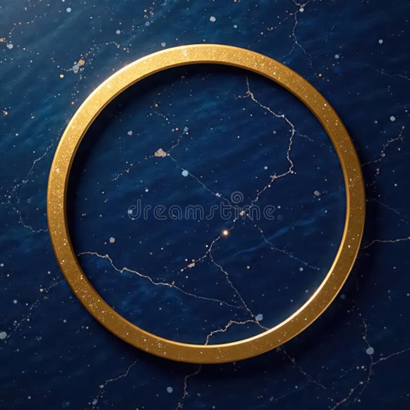 Dark Blue Marble, Golden Circle Frame Elegant, Luxurious Backdrop ...