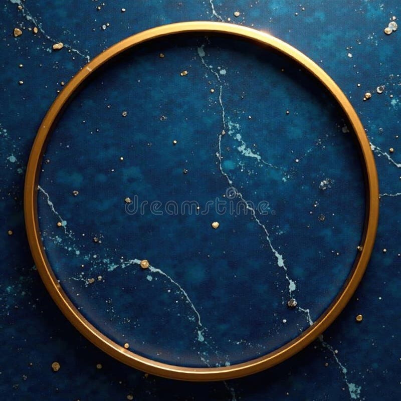 Dark Blue Marble, Golden Circle Frame Elegant, Luxurious Backdrop ...