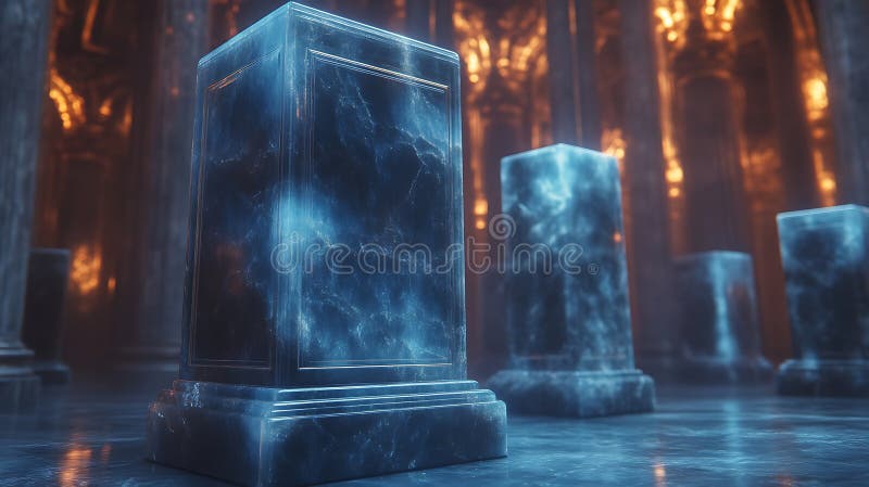 Dark Blue Marble Pillars in Grand Hall Stock Image - Image of sculpture ...