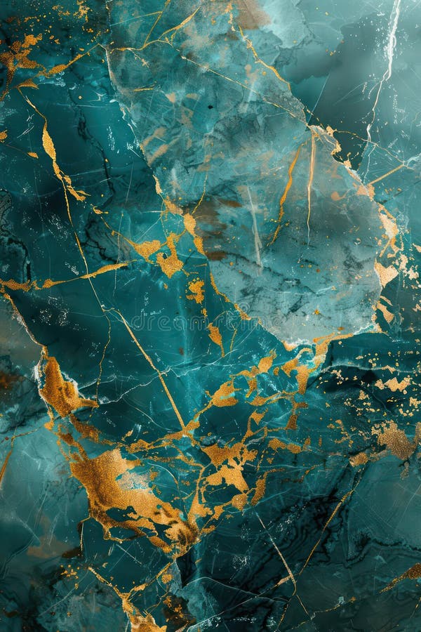 Dark Blue Marble Texture with Golden Veins. Turquoise Marble Background ...