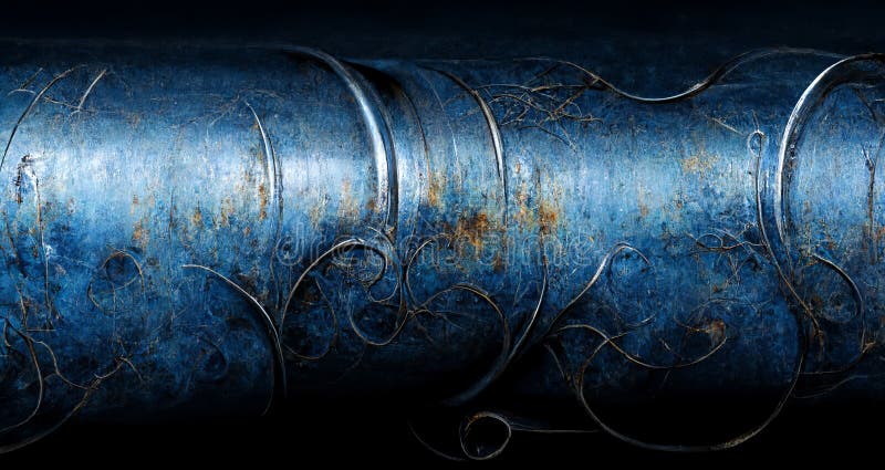 Dark Blue Metal Rusted Plate with Metallic Thread, Wire Stock Image ...