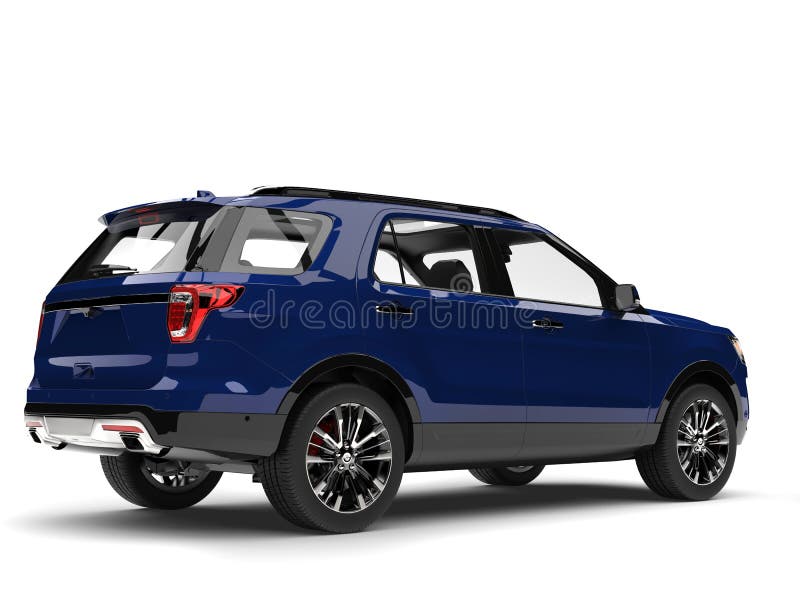 Dark Blue Modern SUV - Back Side View Stock Illustration - Illustration ...