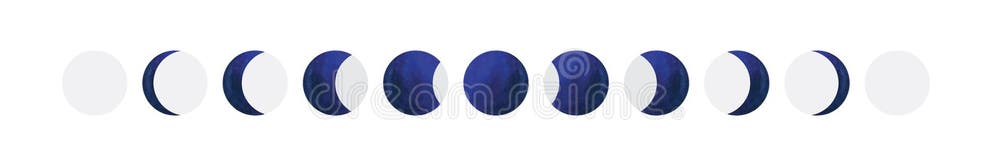 Dark Blue Moon Phases Illustration Stock Vector - Illustration of month ...