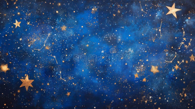 Dark Blue Night Sky with Gold Glitter Stars Background Stock ...