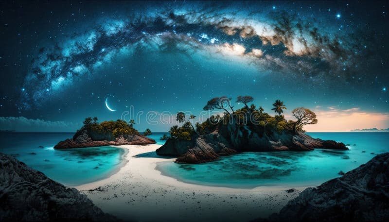 Dark Blue Night View Image Fantasy Artwork Generative Ai Art Stock ...